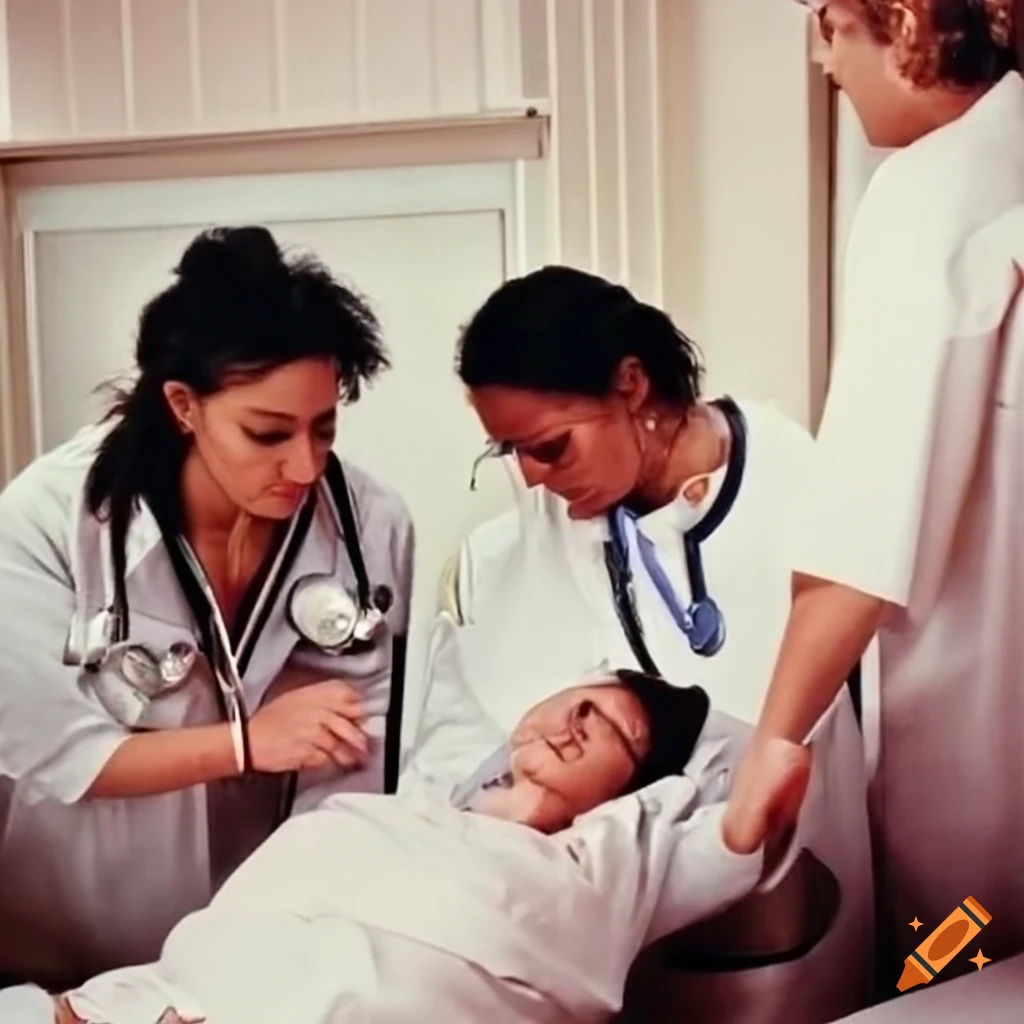 1990s hospital er in the 90s with medical staff and patients on Craiyon