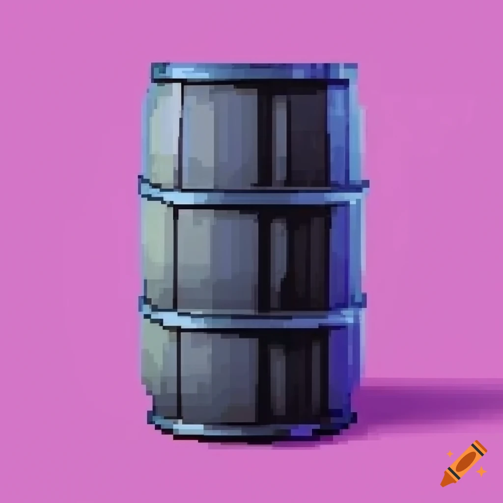 Pixel art 48x48 of three grey plastic barrel