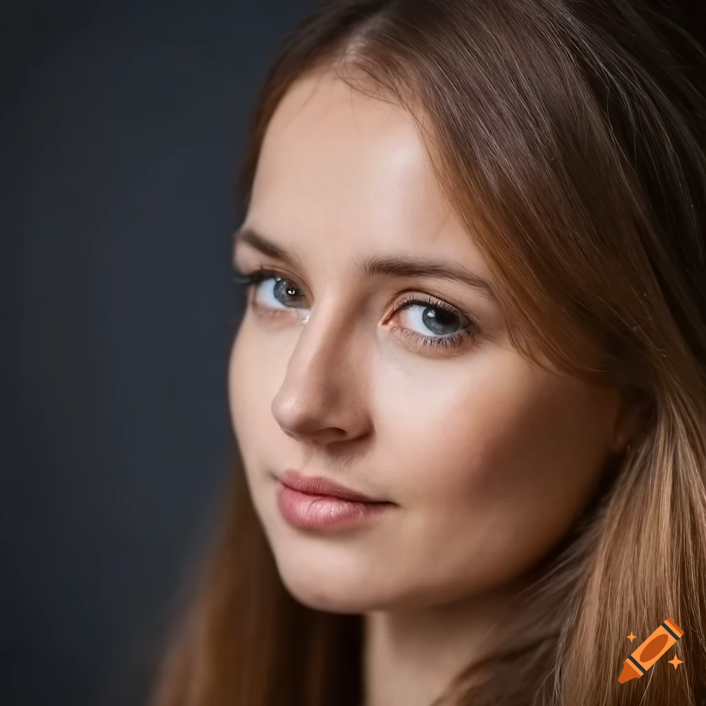 Perfect facial features in a close up of a beautiful young slavic woman ...