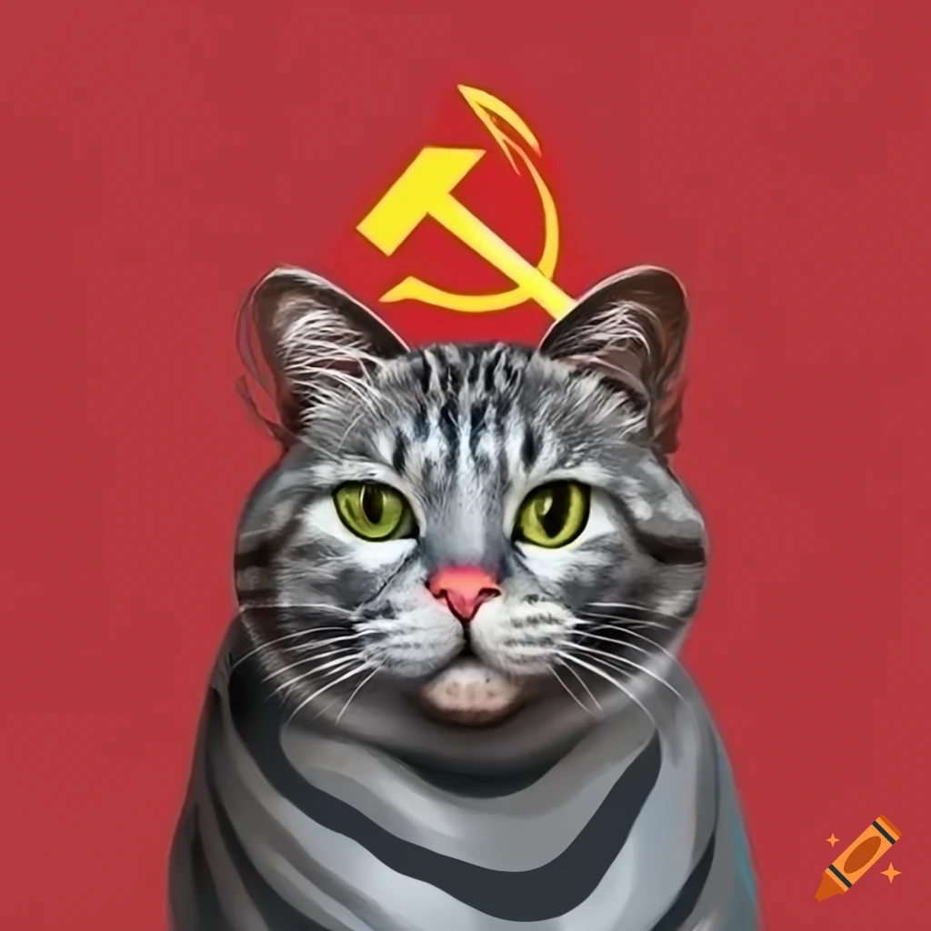 Tabby cat on the background of the ussr flag on Craiyon