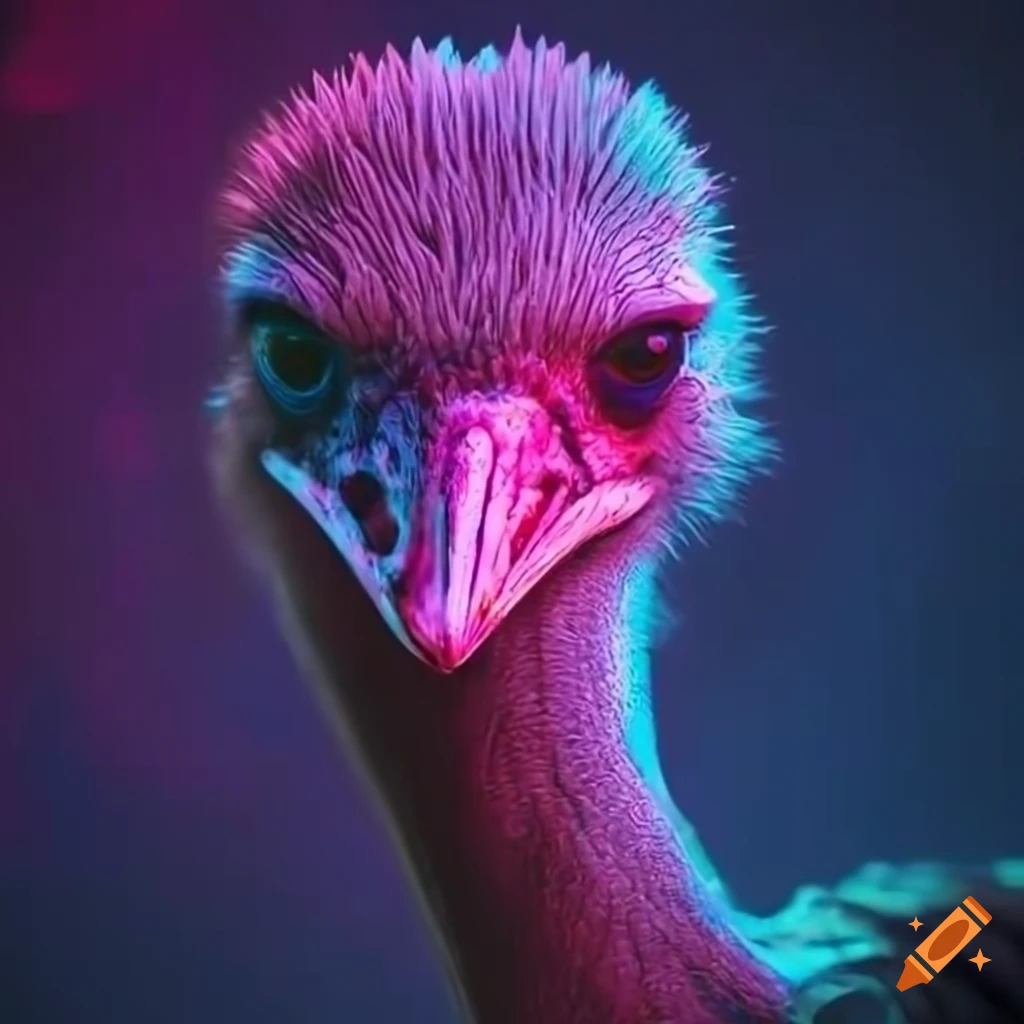 Rhea animal bird in cyberpunk aesthetic on Craiyon