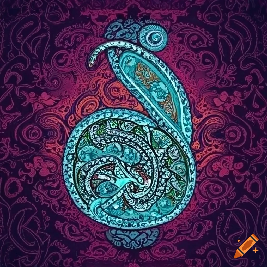 A beautiful Paisley with Aquarius symbol and celtic.knot knotwork on ...