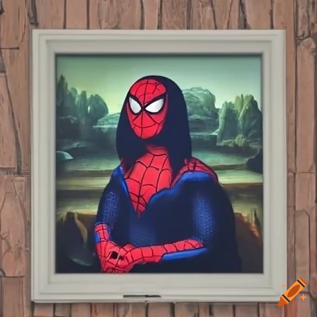 Spider-man as the mona lisa wearing a spiderman mask on Craiyon