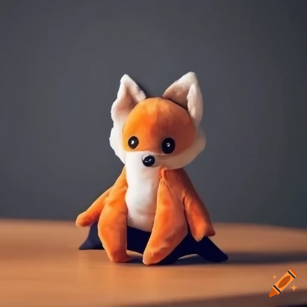 A flying fox plushie sitting on a table