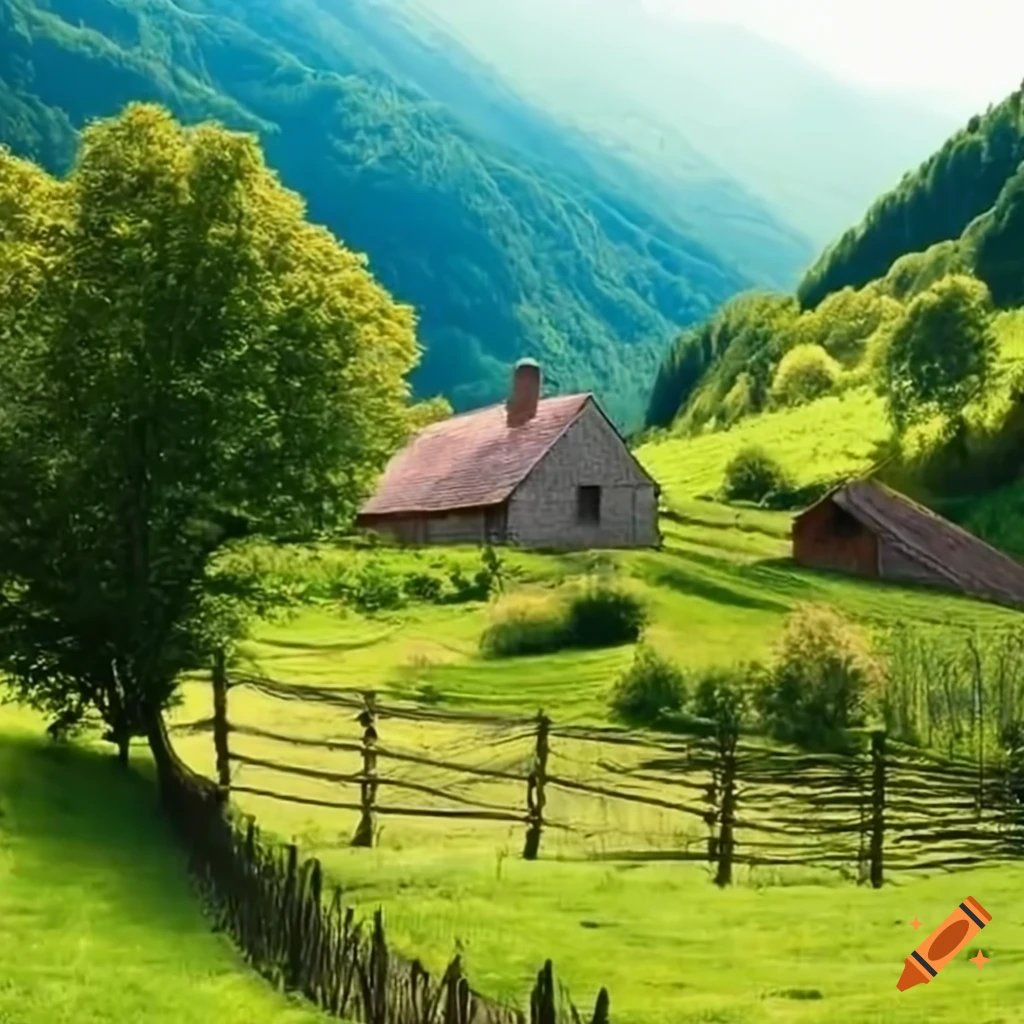 18th-century farm in a beautiful valley with wood fences