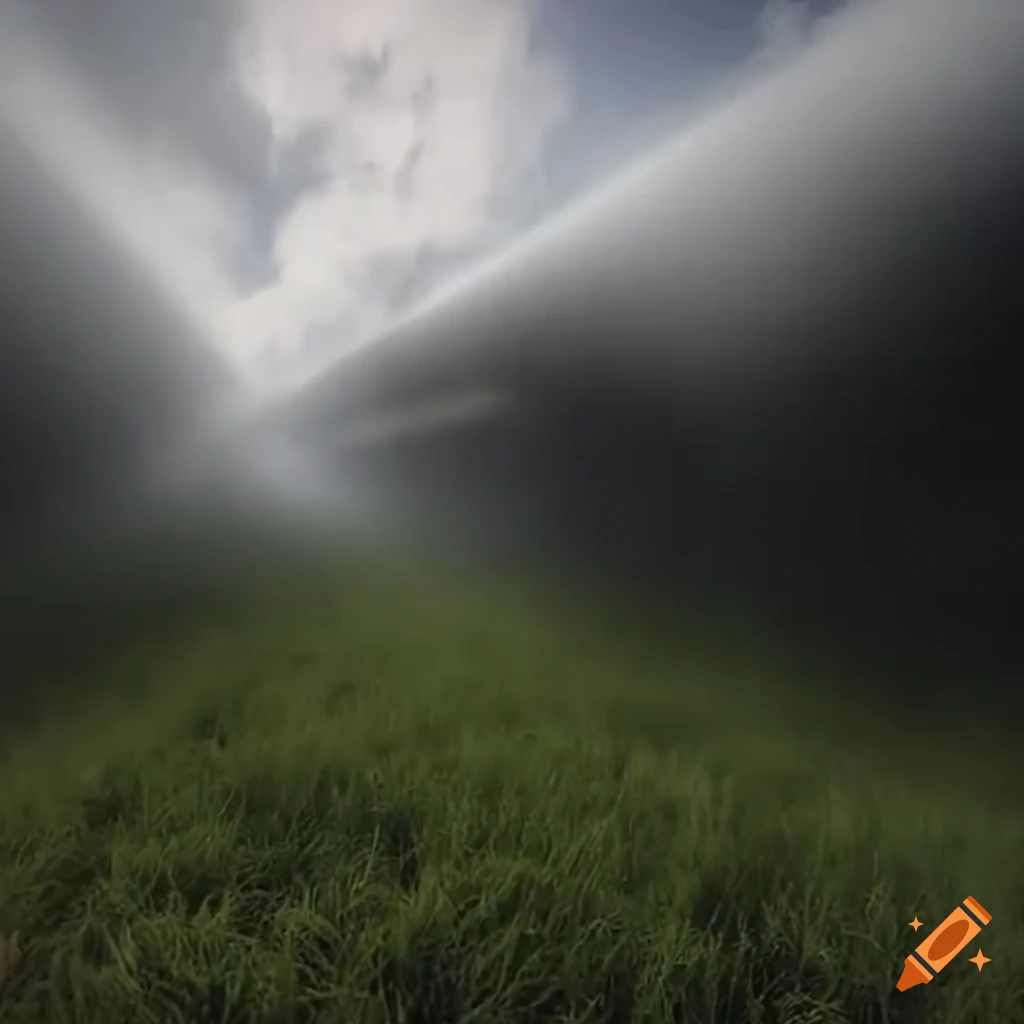 A 3/4 view of a large futuristic ship partially emerging through ...