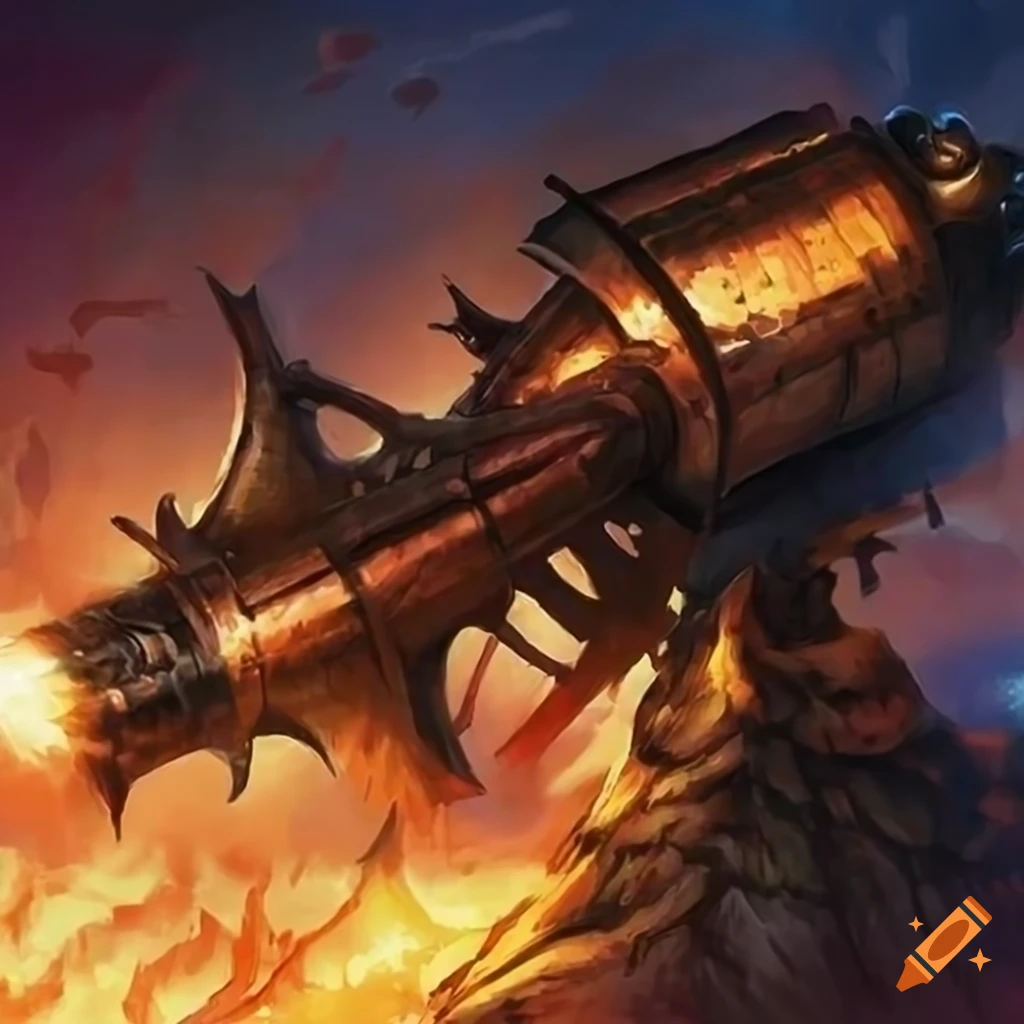 Enormous metal solar cannon mtg fantasy art on Craiyon