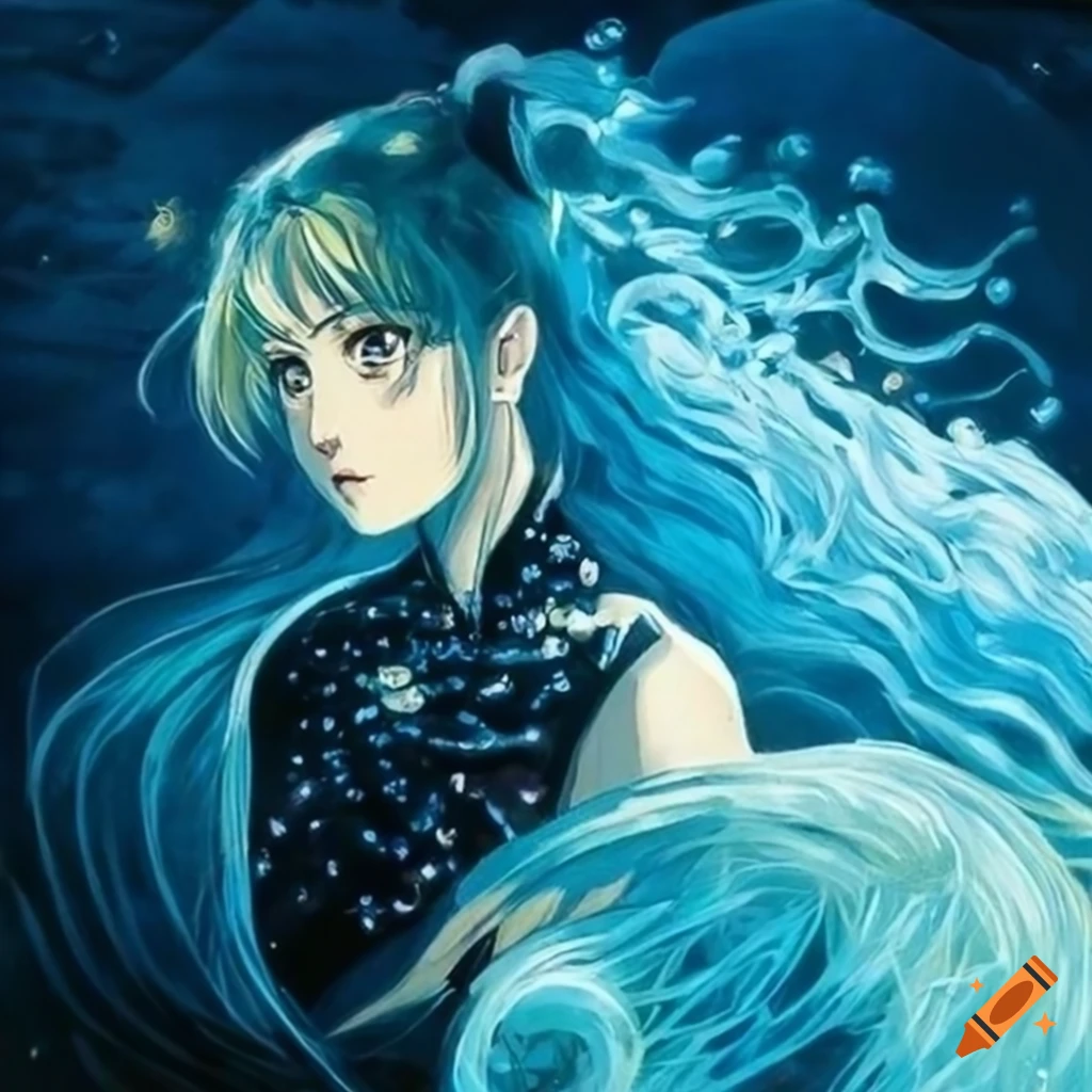 The water queen, close up, anime studio ghibli, illustration on Craiyon