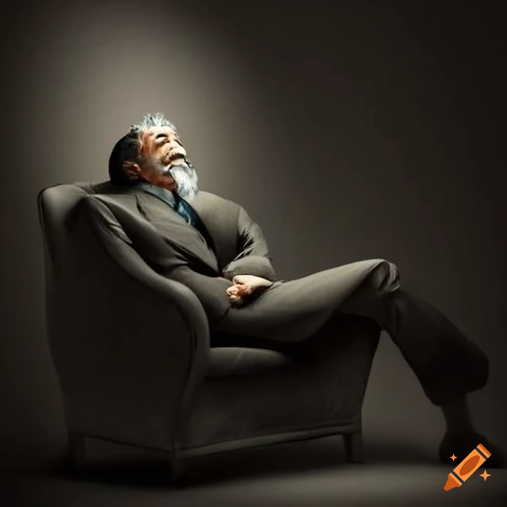 A satirical illustration of a rich Frenchman lounging lazily on Craiyon