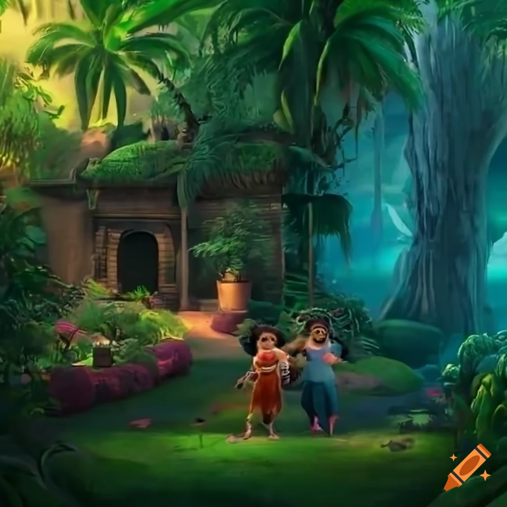 Lanscape of jungle, style movie encanto, 4k, 2d