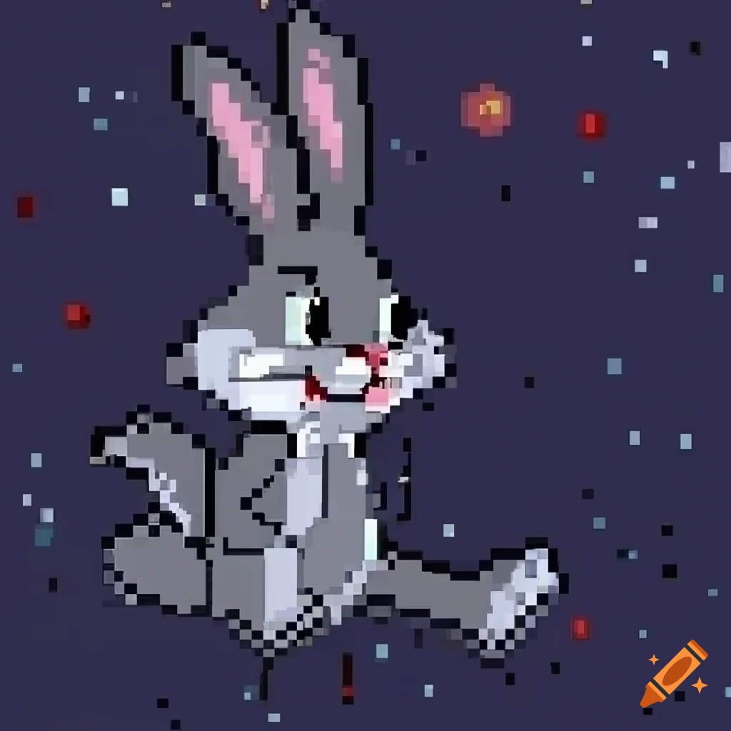 Big chungus in space, pixel art, portly bugs bunny, microsoft paint ...