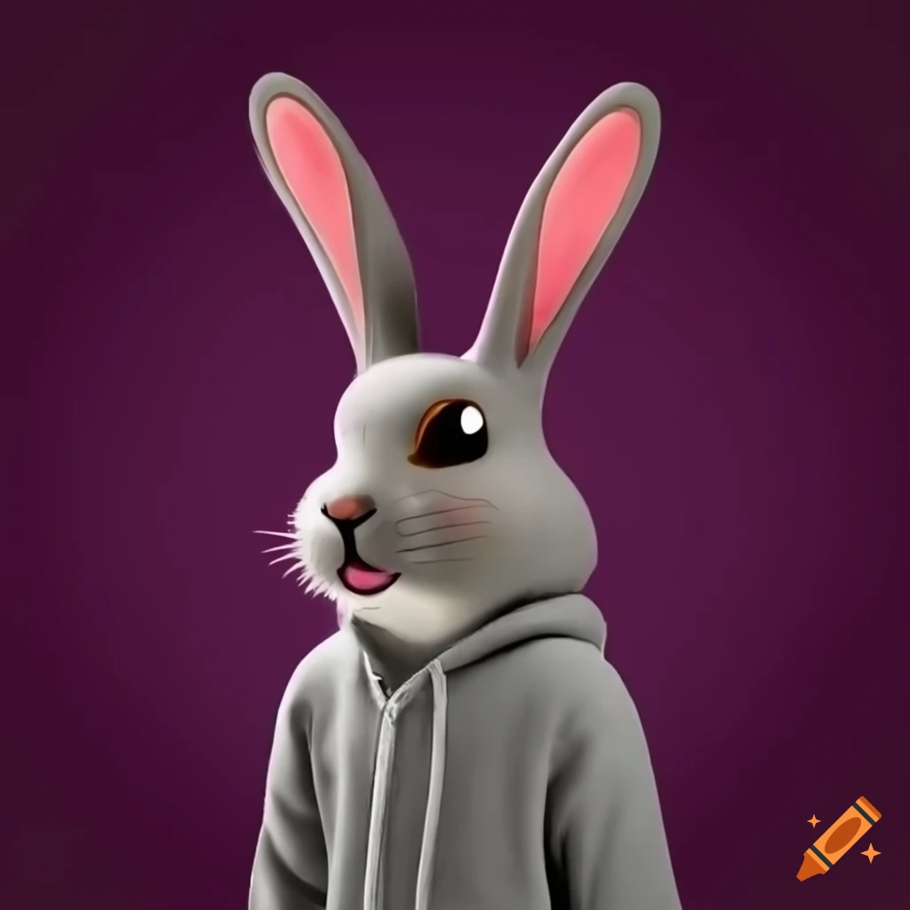 Bunny with hoodie nft cartoon on Craiyon