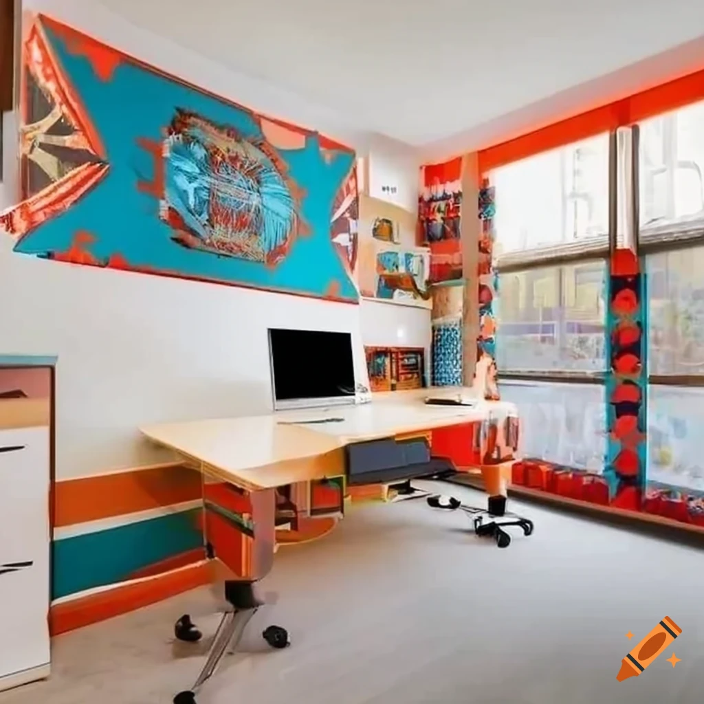 Colorful native american themed workspace with natural lighting on Craiyon