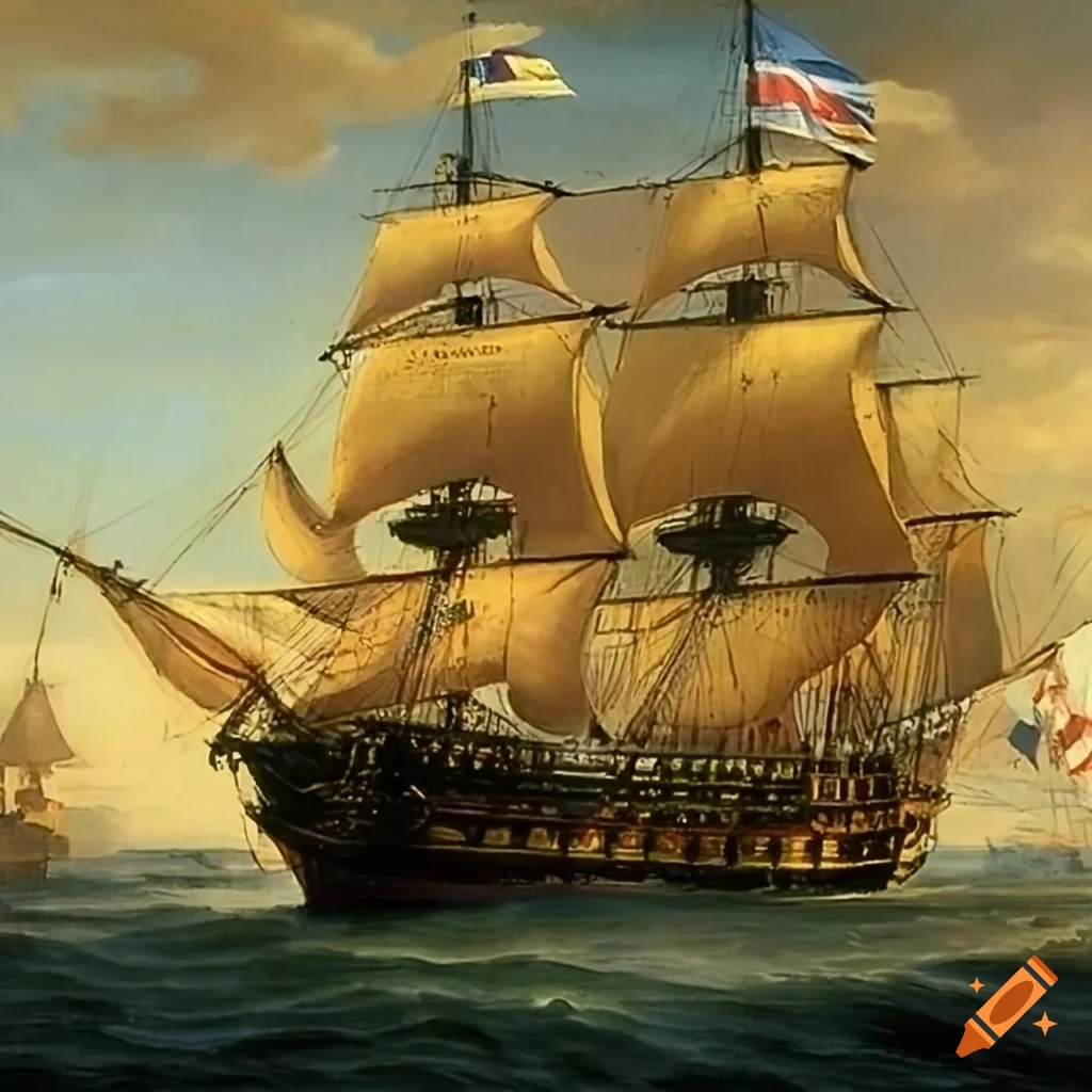 1st rate british navy ship, historical, painting