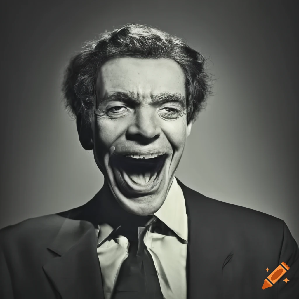 Vintage man posing with a charismatic smile in black and white