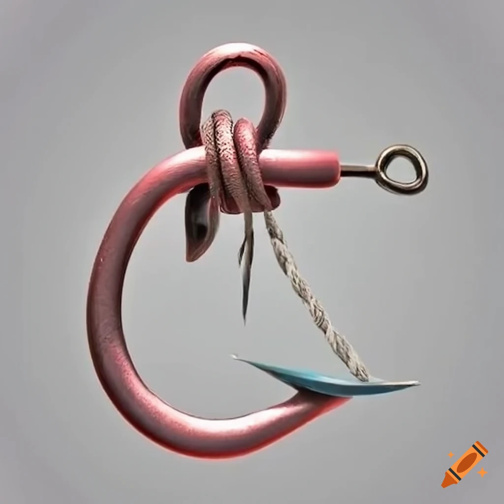 A fishing hook tied to a rope on Craiyon