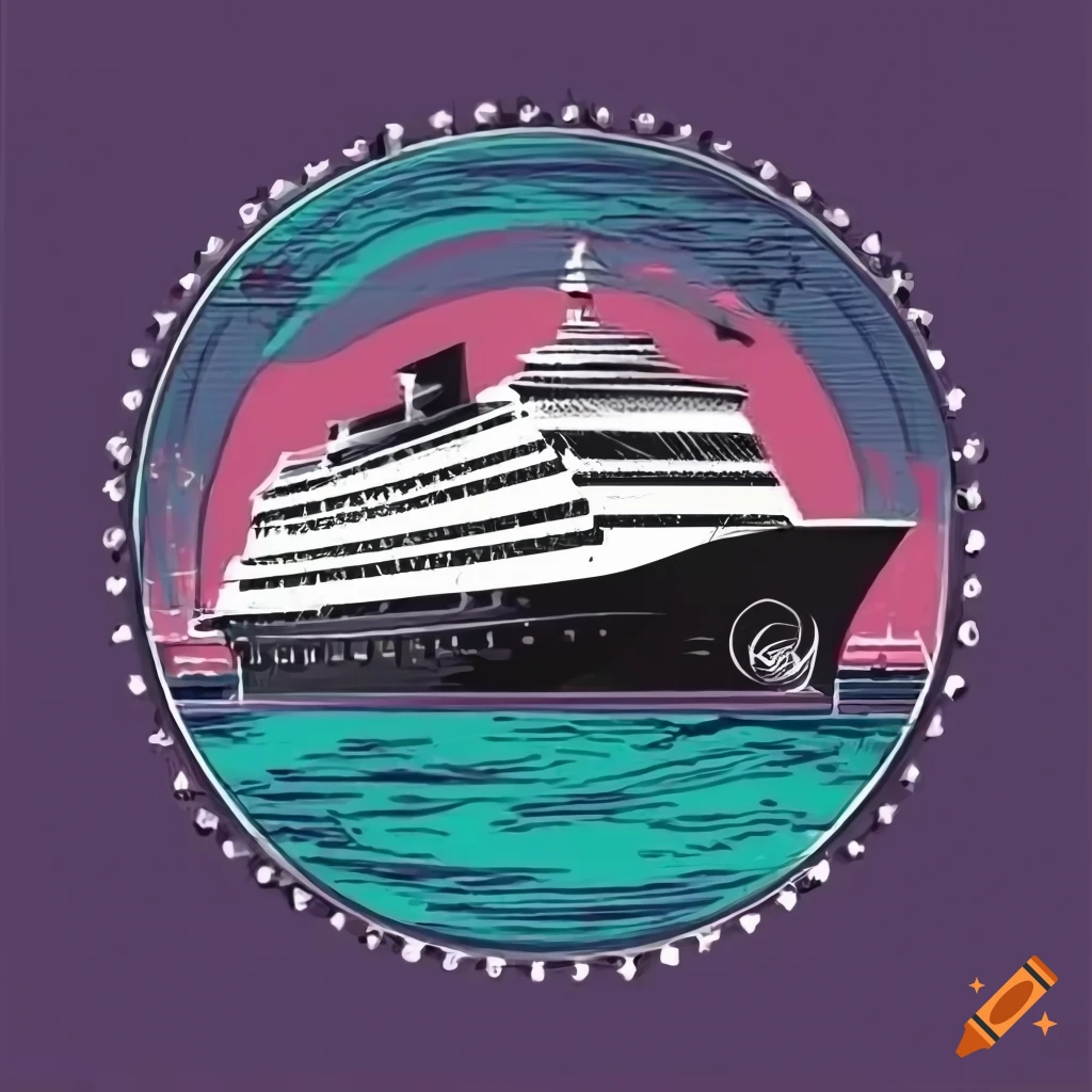 Vector image monochrome travel postal stamp cruise ship