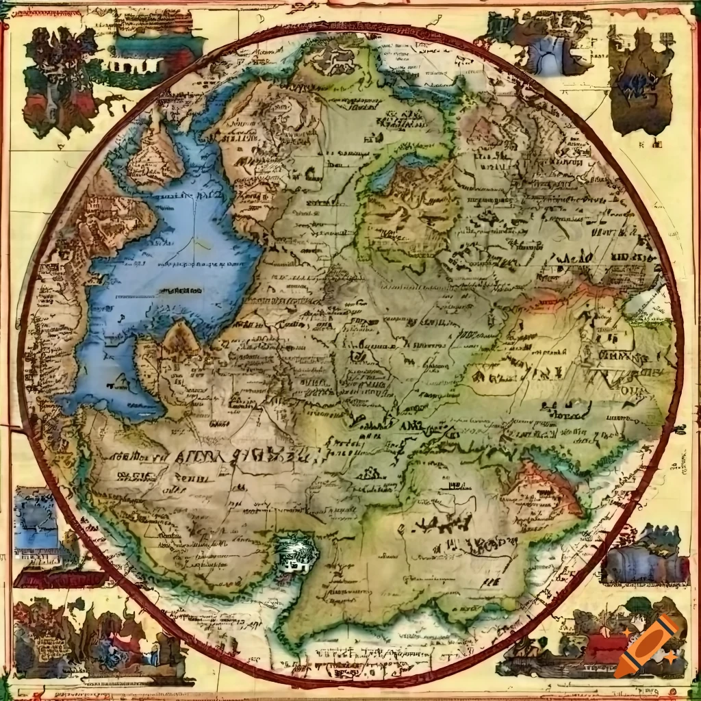 Medieval political fantasy continent map on Craiyon