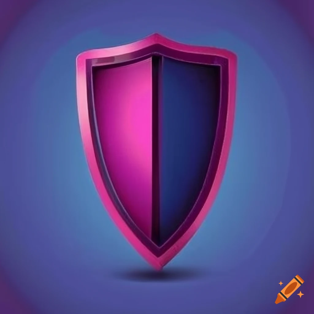 Blue and fuchsia shield with rectangular shape
