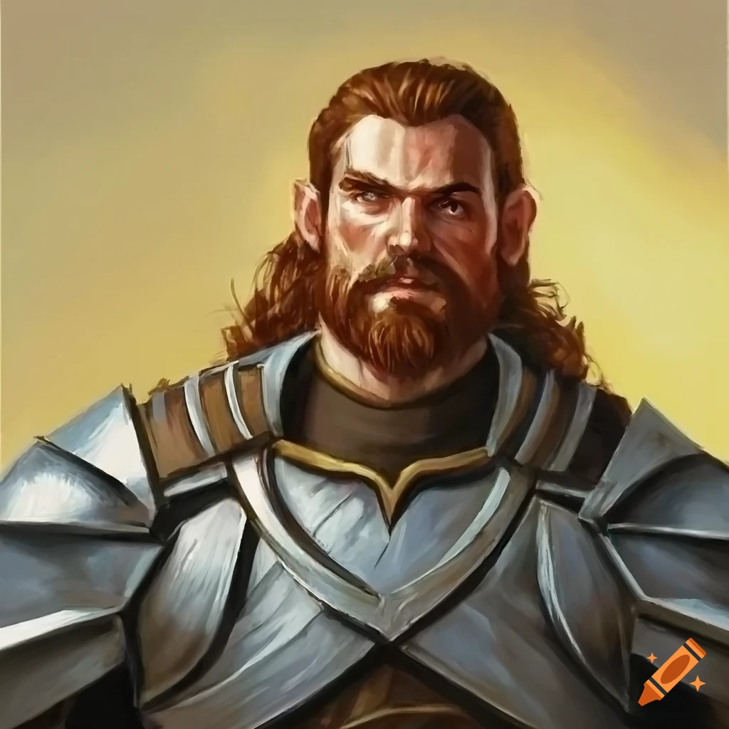 Grizzled, human, light brown hair, warrior, cleric, heavy armor, Baldur ...