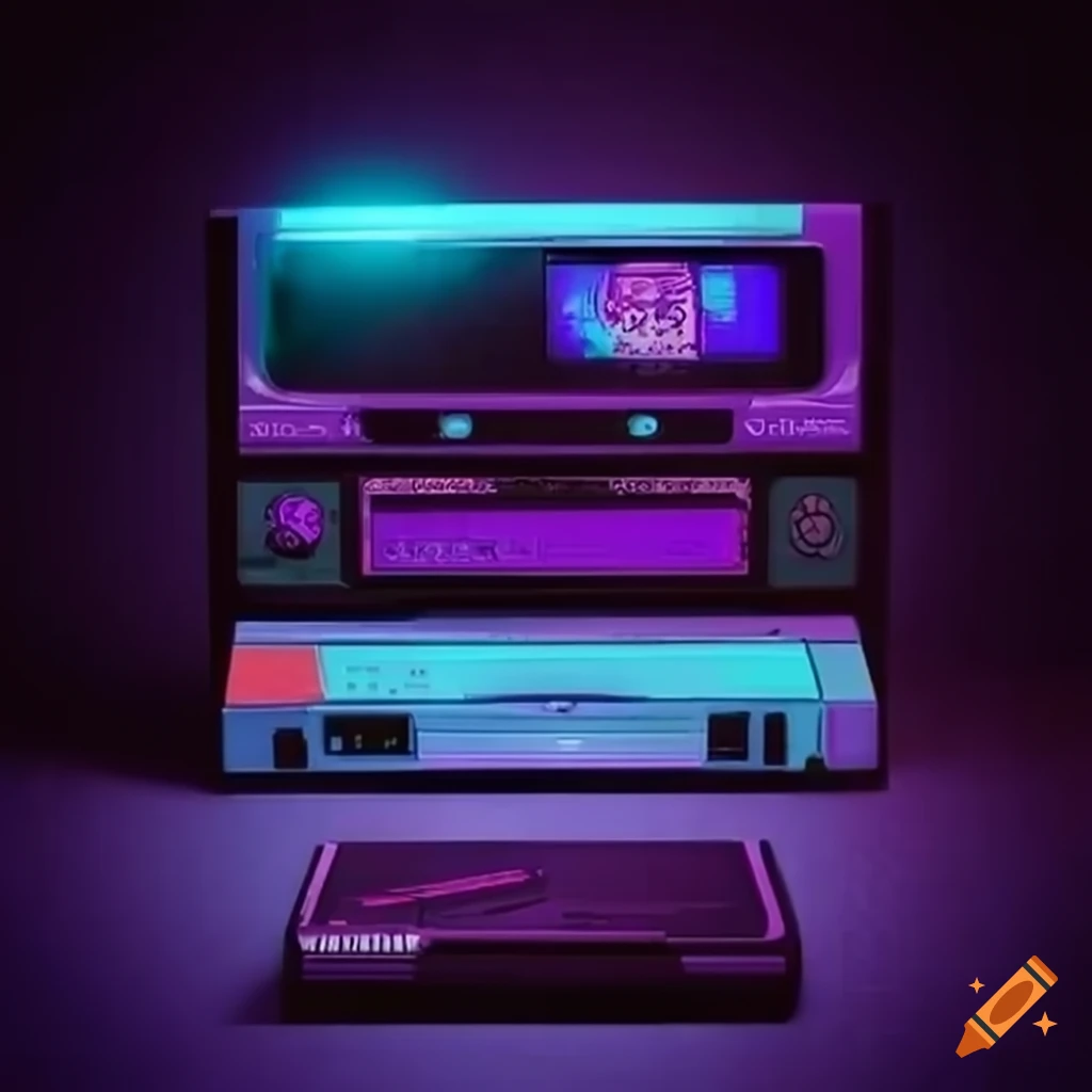 Cyberpunk retro-style vhs player