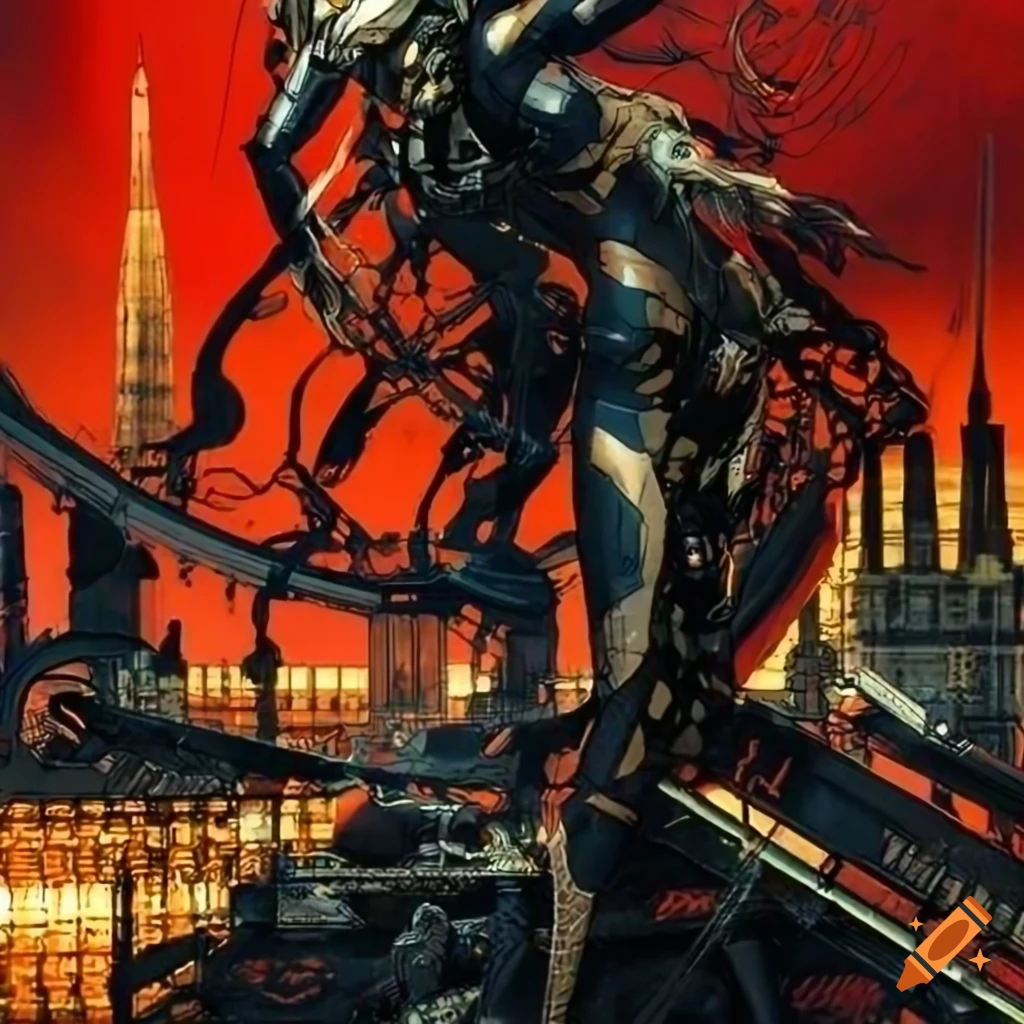 Hajime sorayama, karol bak, comic book style, art deco, yoji shinkawa ...