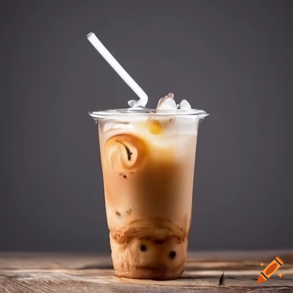 Iced coffee with a croissant, high definition