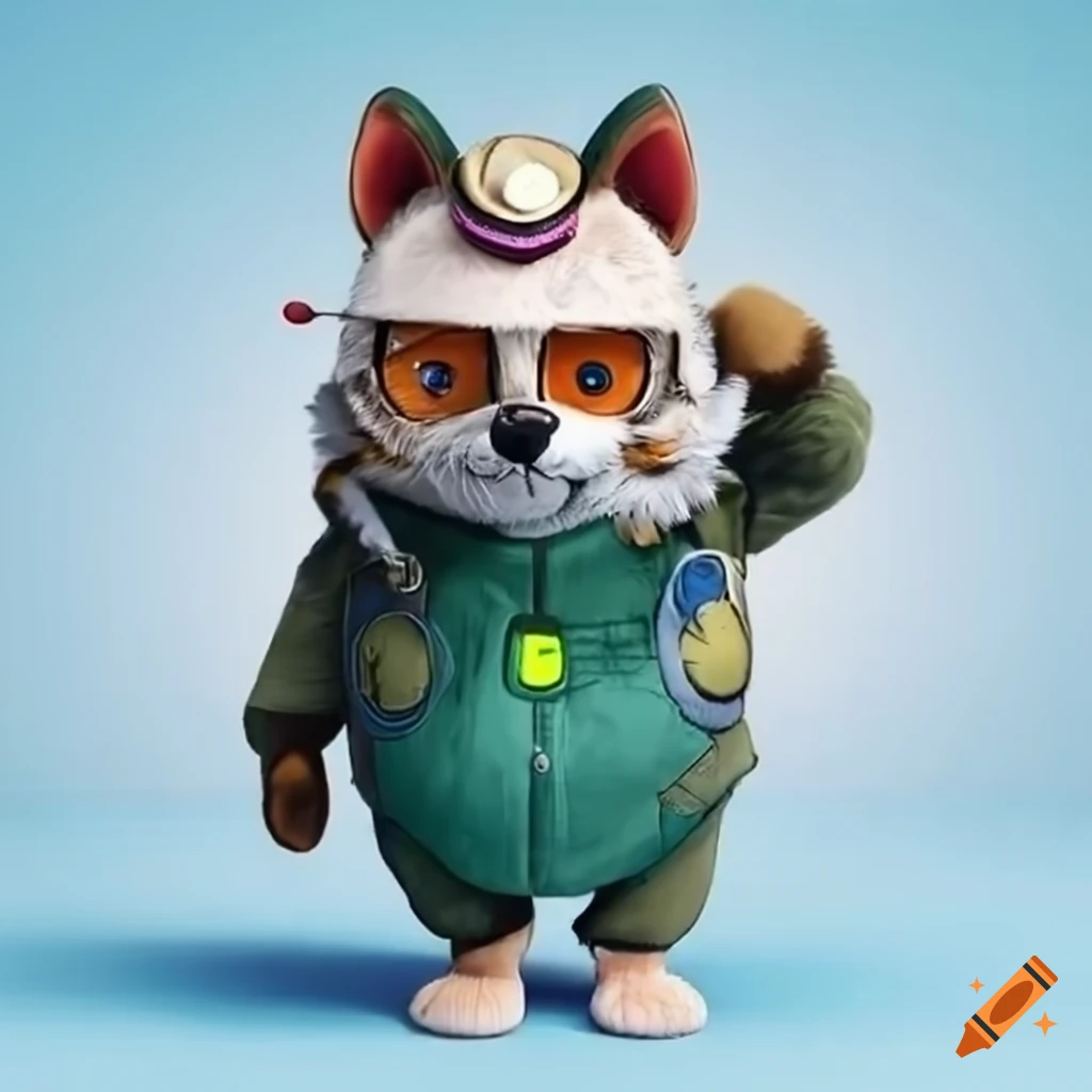 Cartoon animal furry pilot flight suit on Craiyon
