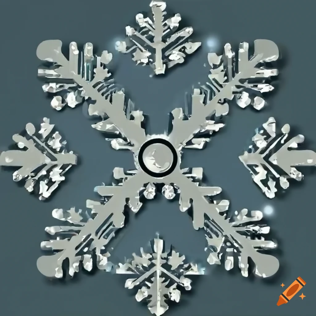 Abstract snowflake design with metallic accents