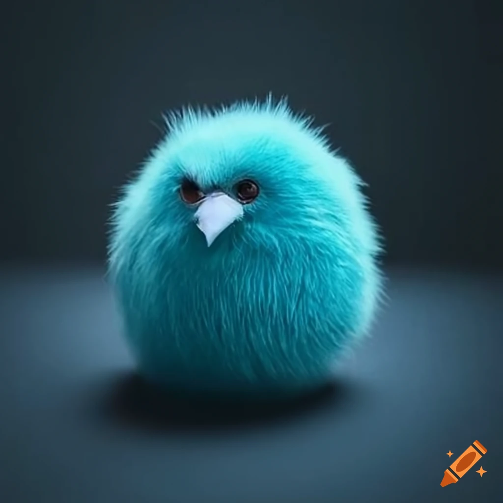 Fluffy bird ball with saucer eyes on Craiyon