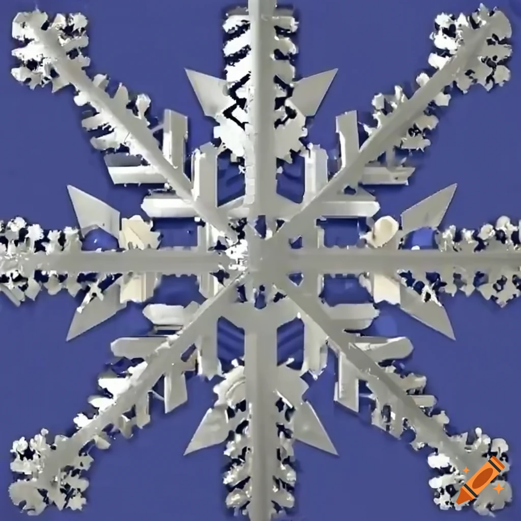 Abstract snowflake design with metallic accents
