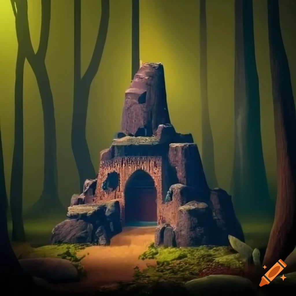 Fortress made of rocks and stones in an hostile environment in magical ...