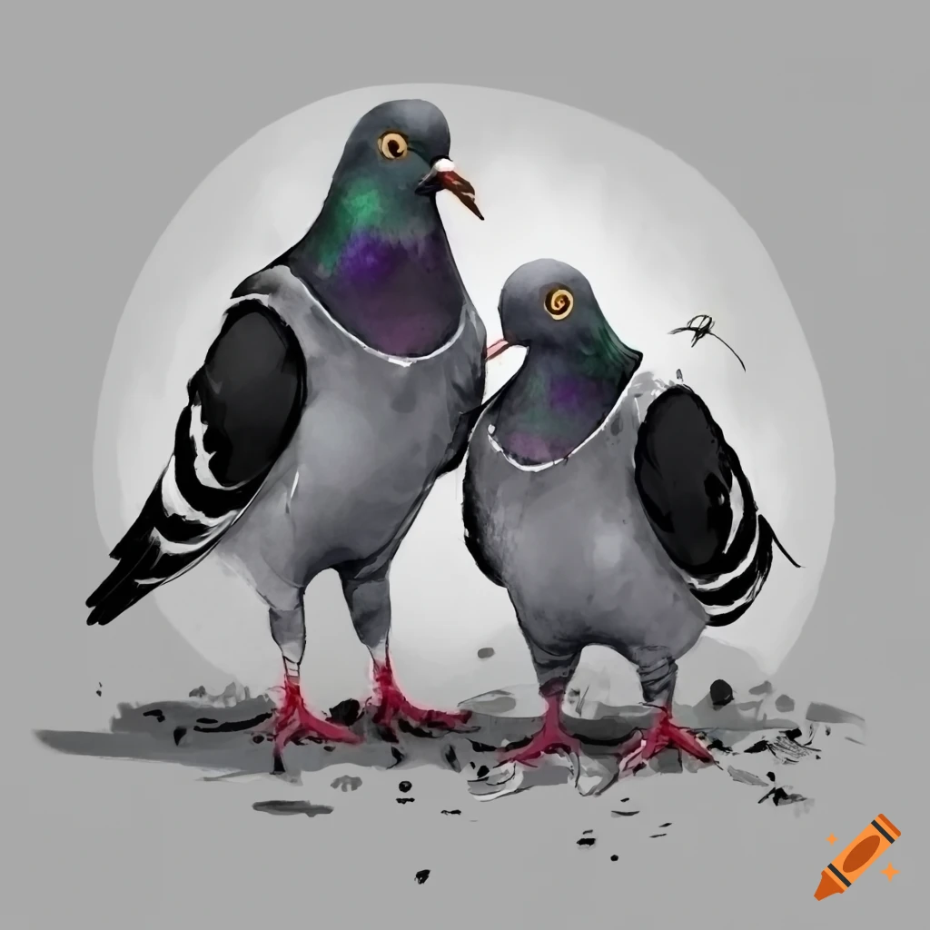 Two pigeons eats on Craiyon