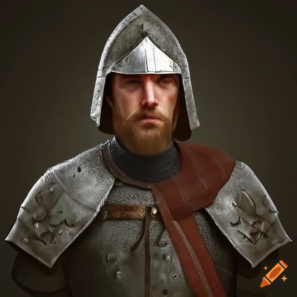 Rugged knight in medieval garb