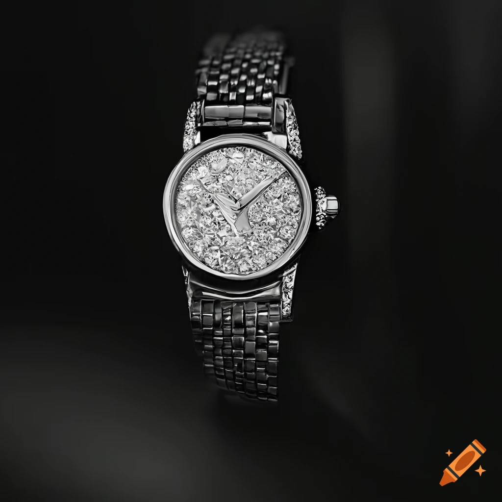 A high-end diamond watch on Craiyon