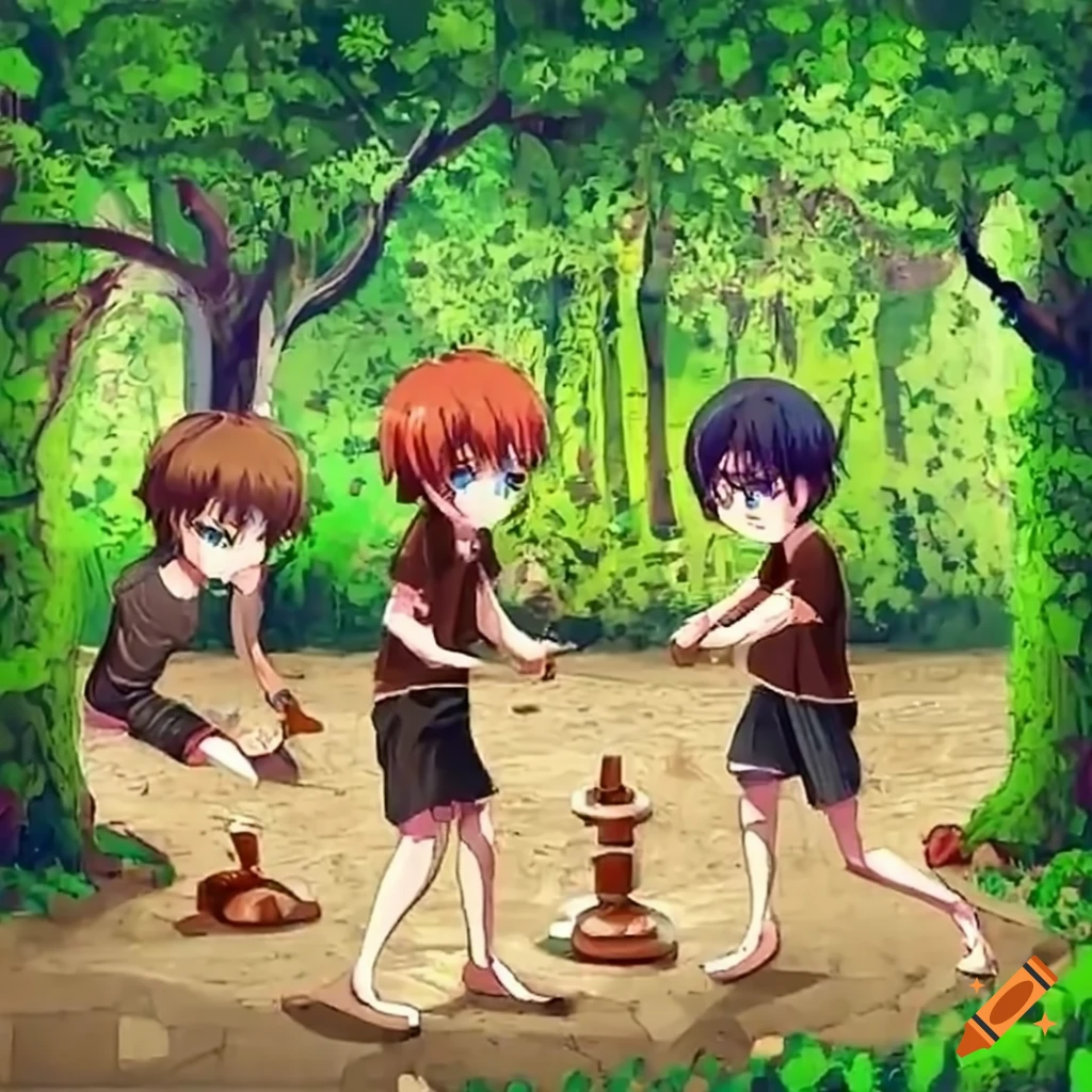 Boys kids playing traditional game pitthu garam on Craiyon