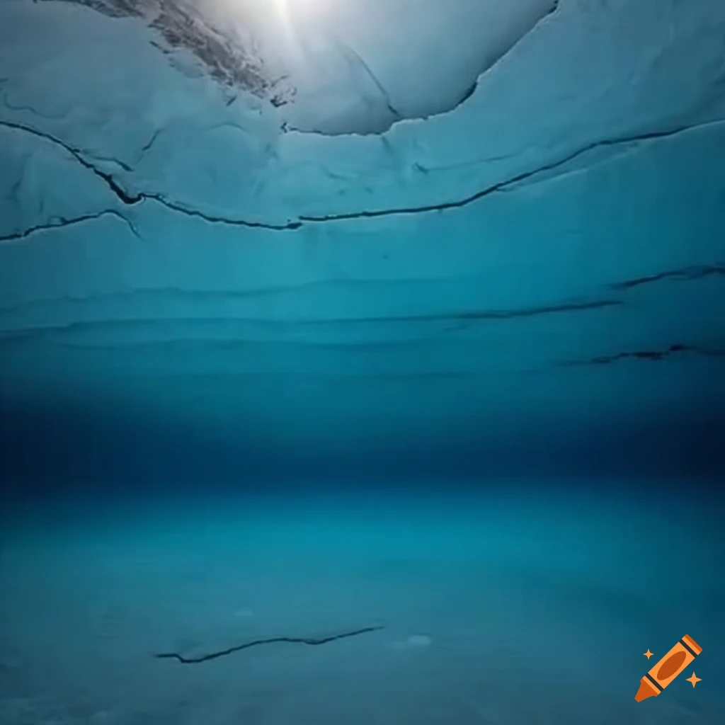 Crack in the antarctic ice sheet reaching the bottom on Craiyon