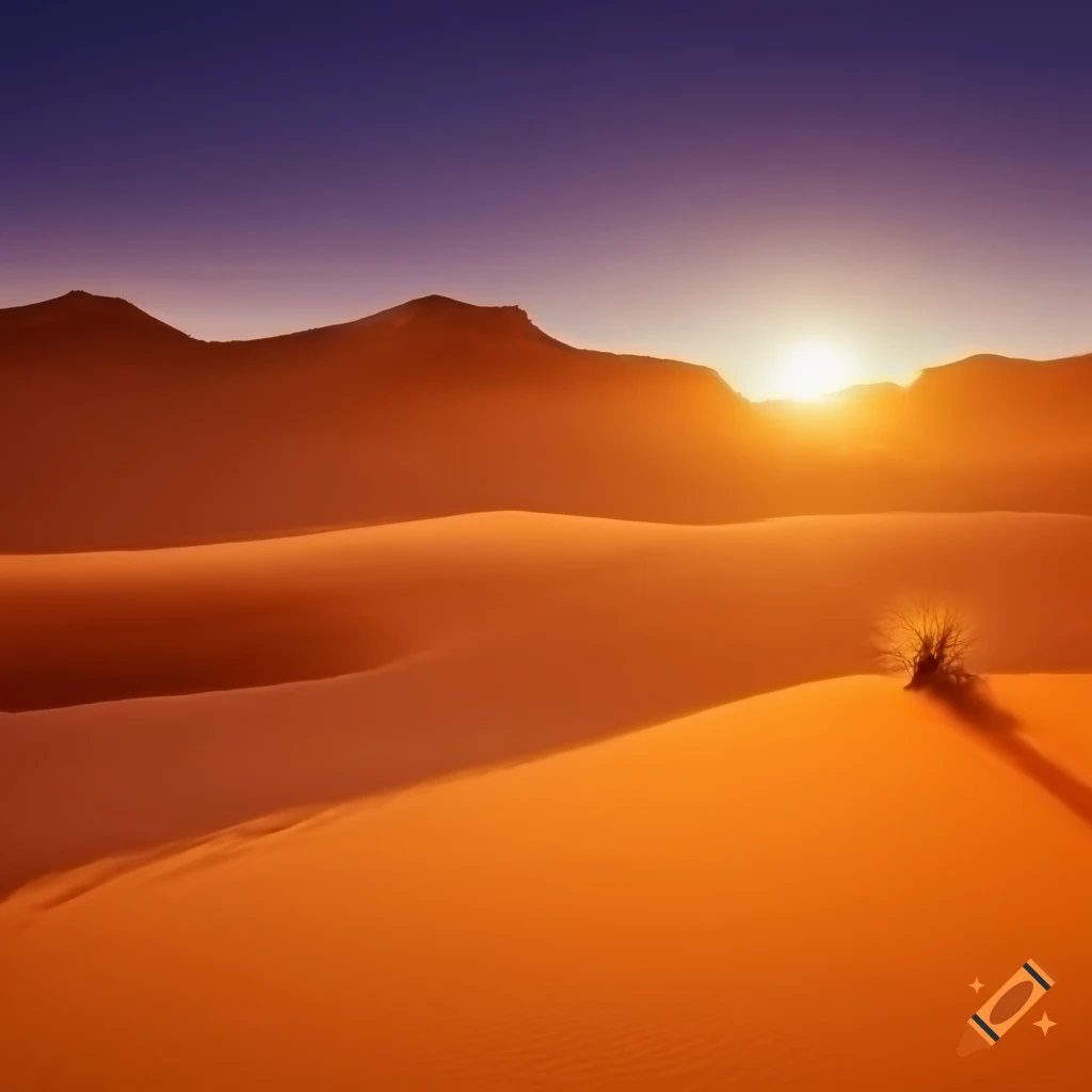 Photograph of desert at sunset