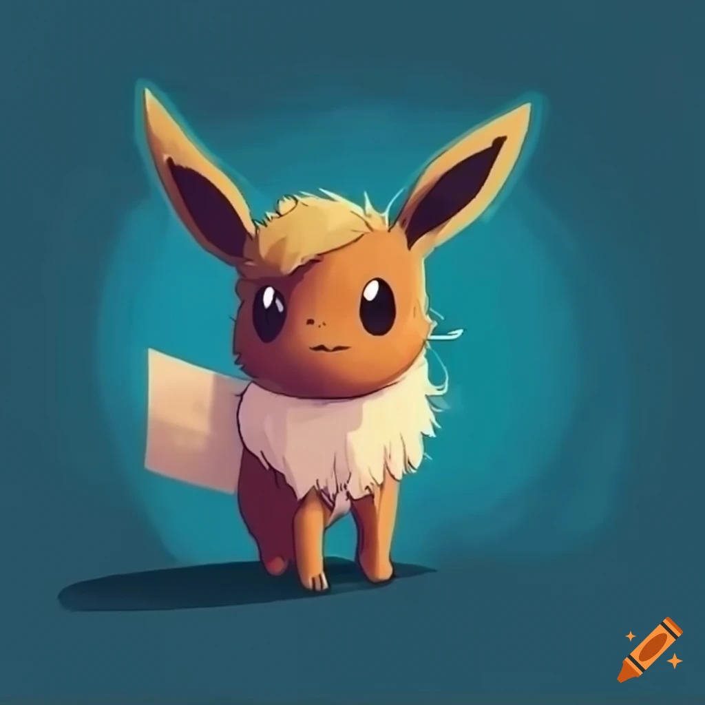 A cartoon eevee as a private detective examining papers