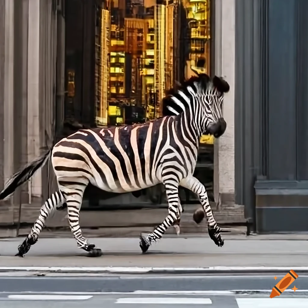 Zebras on the sidewalk of new York city, razor sharp graphics, HD, high ...