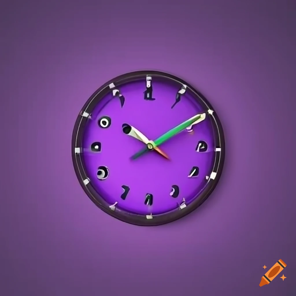 Purple analogic clock stretched on Craiyon