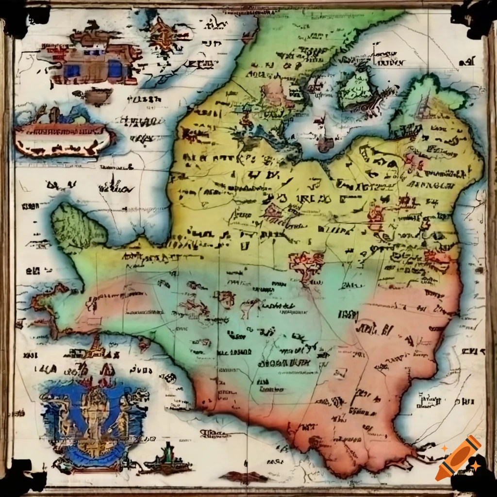 Medieval political fantasy continent map