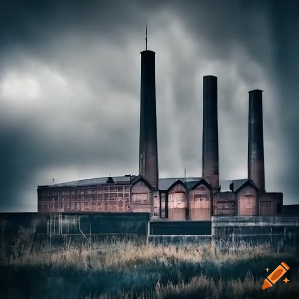Factory buildings against the sky on Craiyon