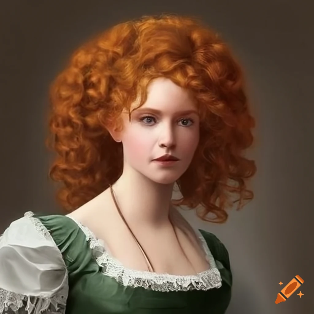 Victorian woman, curly ginger hair on Craiyon