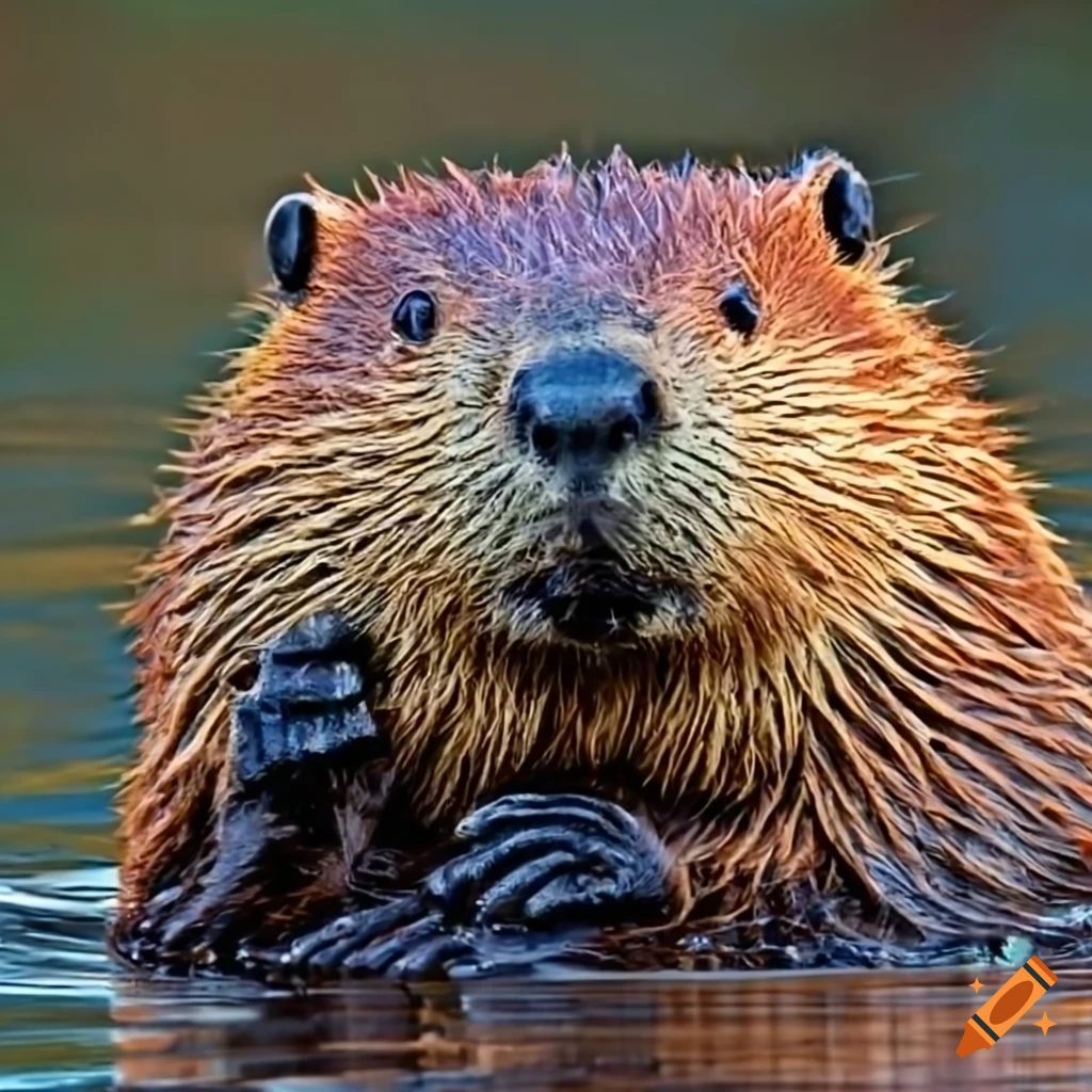 Water and several beavers on Craiyon