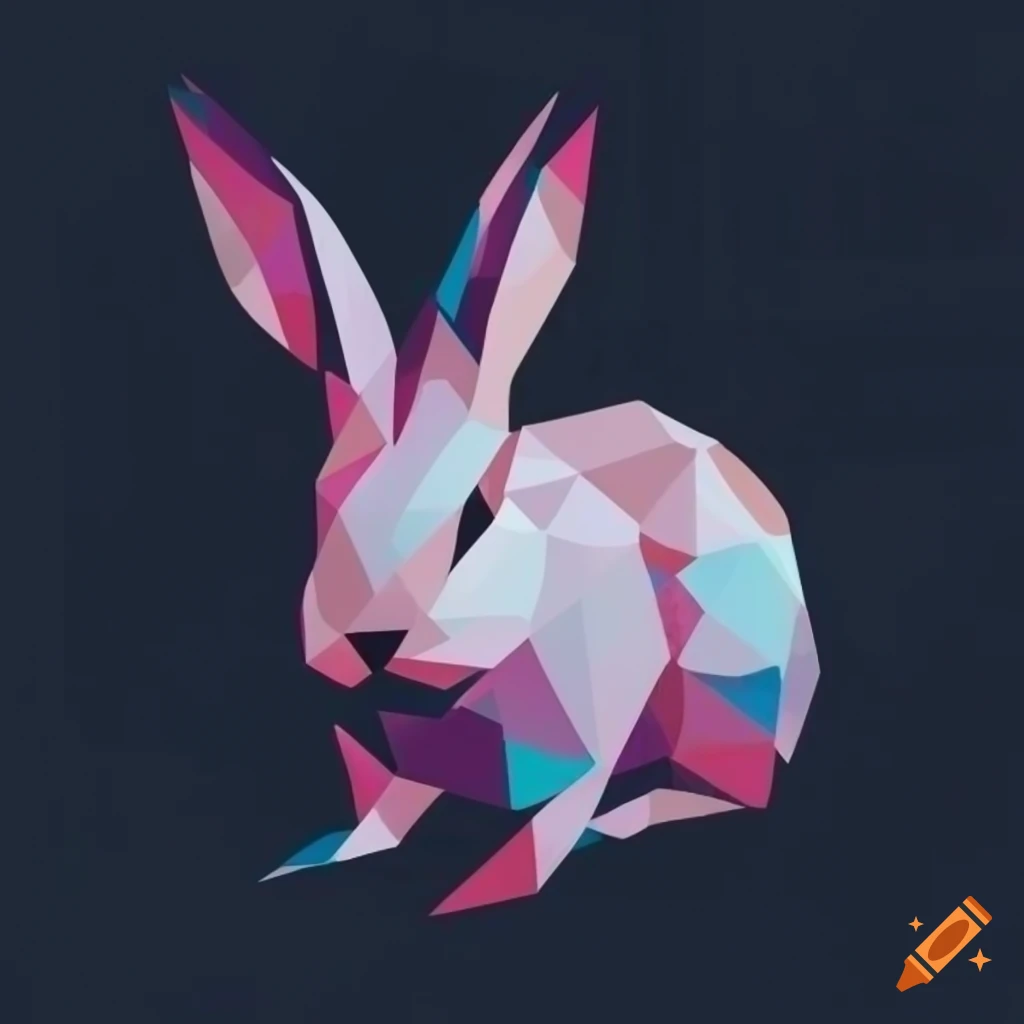 Geometric rabbit art on white background