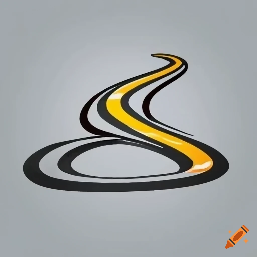 Create a logo with a curved road on Craiyon