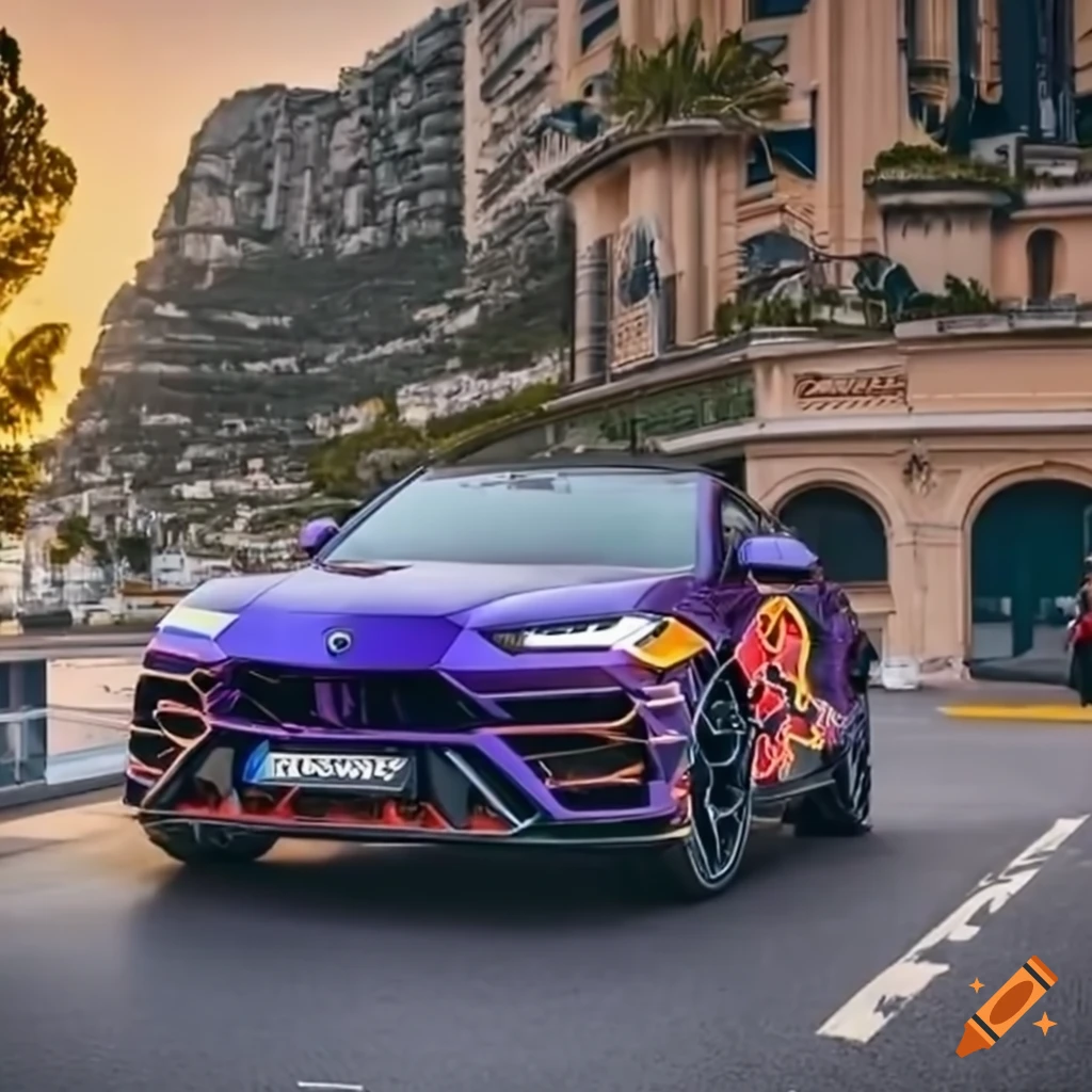 Red bull racing lamborghini urus on the streets of monaco