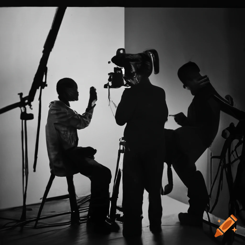 Two journalist interview a man on Craiyon