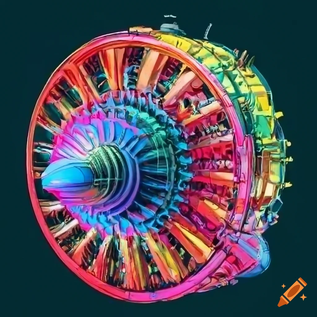 Radial piston engine wankel turbofan jet engine inside a transmission ...